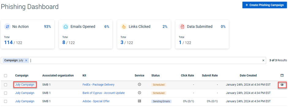 Working with the Phishing Dashboard